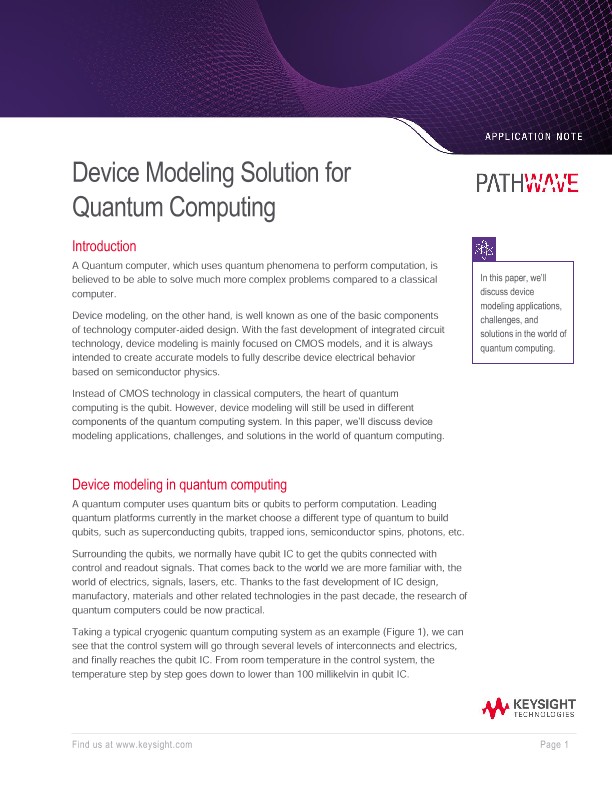 Device Modeling Solution for Quantum Computing PDF Asset Page | Keysight